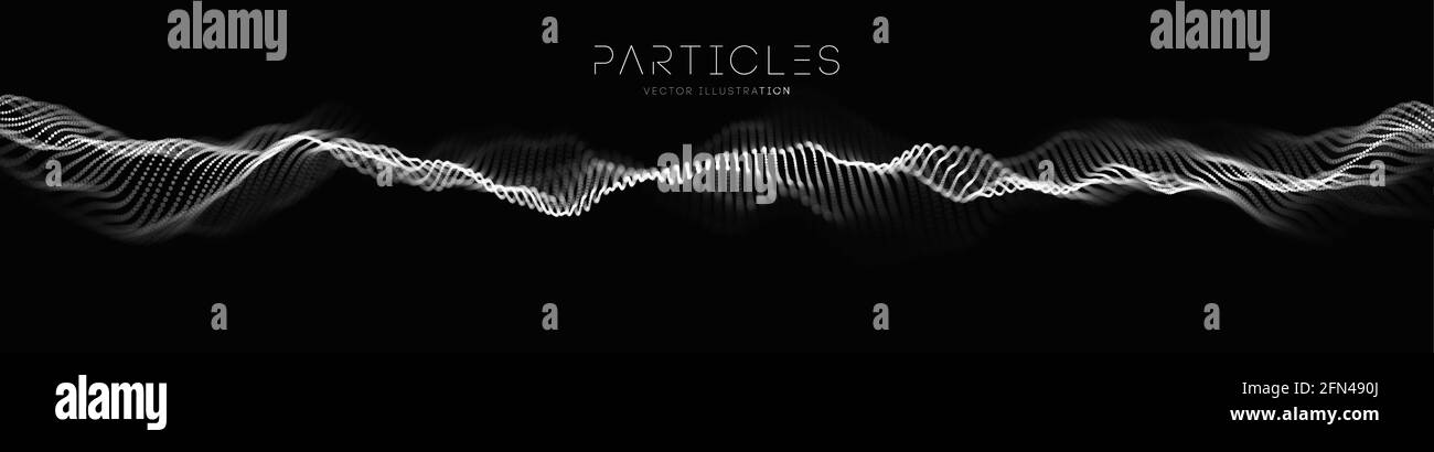 Light dots dark background. Music particle abstract tech cloud. Vector ...