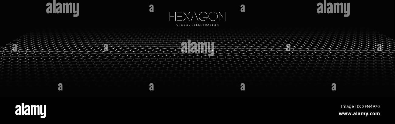 Hexagon wave vector template. Modern 3d graphic geometric background. Digital technology web ...