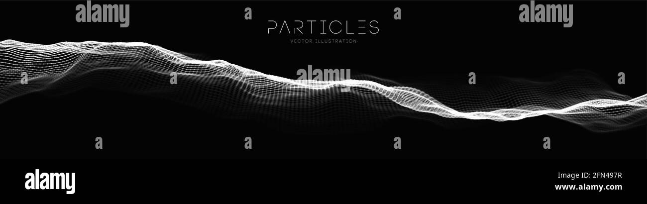 Particle future abstract tech background. Vector sound wave technology ...
