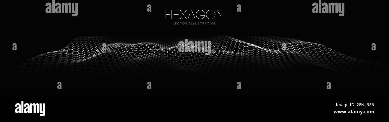 Hexagon wave vector template. Modern 3d graphic geometric background ...