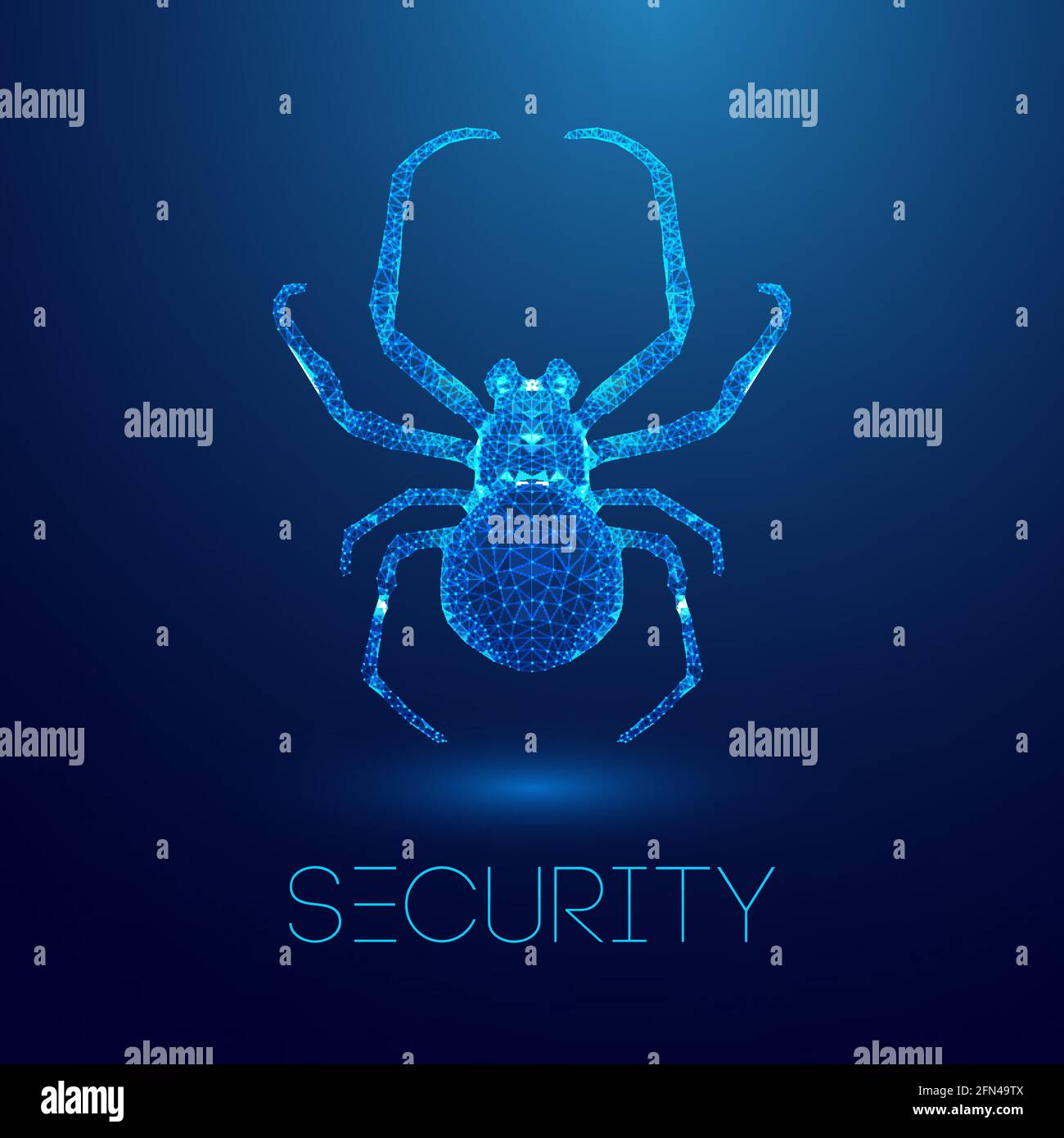Virus spider in low poly style on blue background. Cybercryme ...