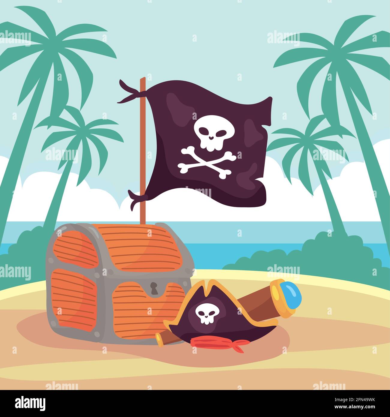 beach pirate scene Stock Vector Image & Art - Alamy