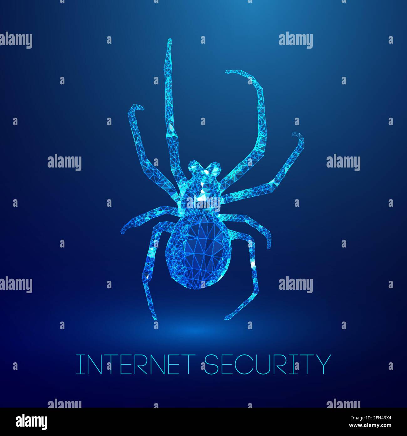 Virus spider in low poly style on blue background. Cybercryme ...