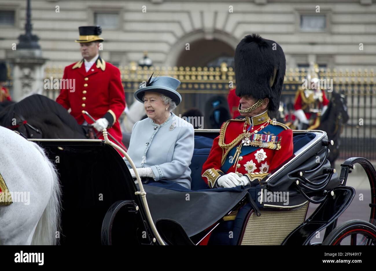 Queen Elizabeth II and The Duke of Edinburgh (in military uniform) in ...