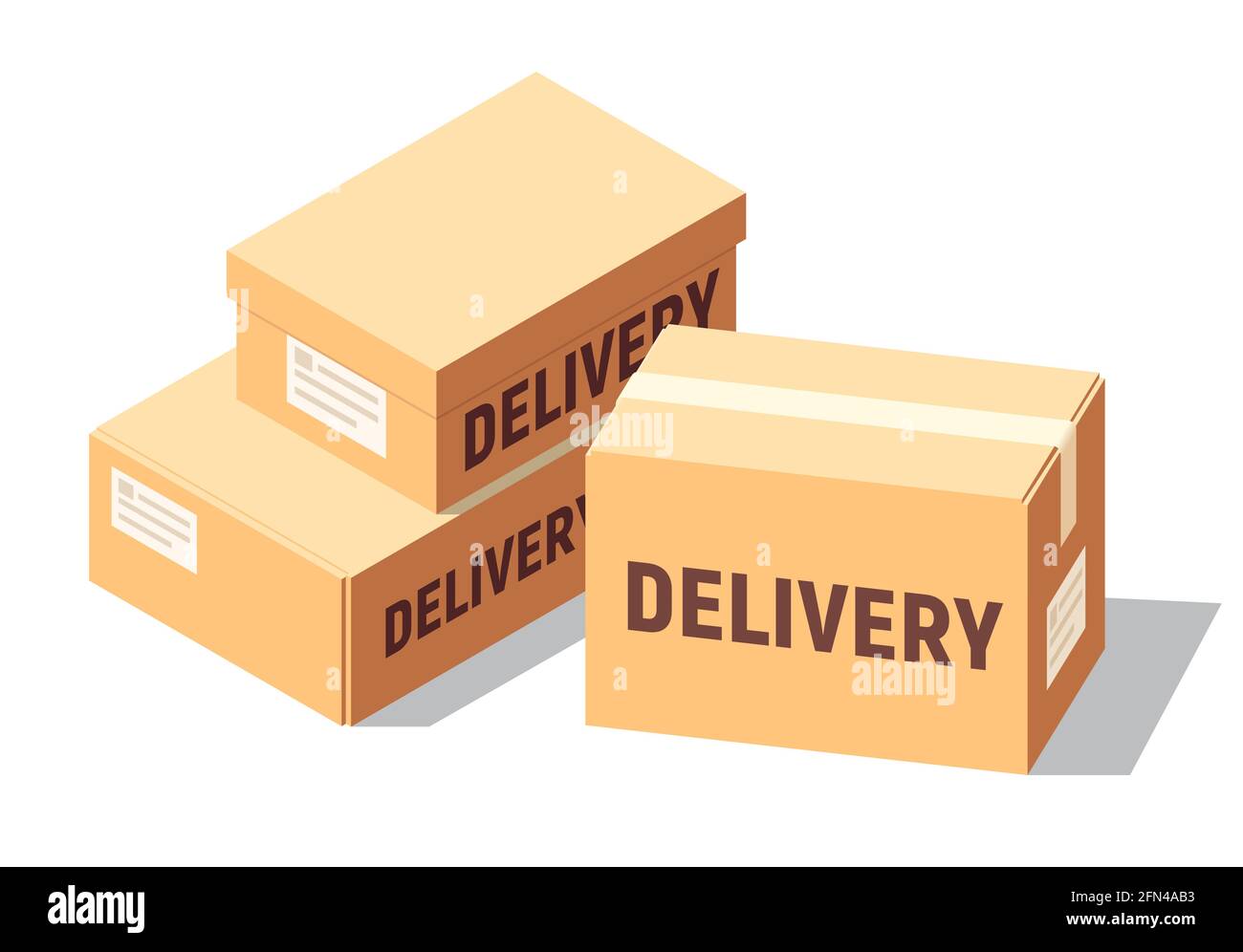 Isometric cardboard boxes set for delivery and storage. Isolated carton ...
