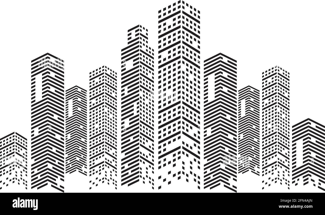 monochrome buildings scene Stock Vector Image & Art - Alamy