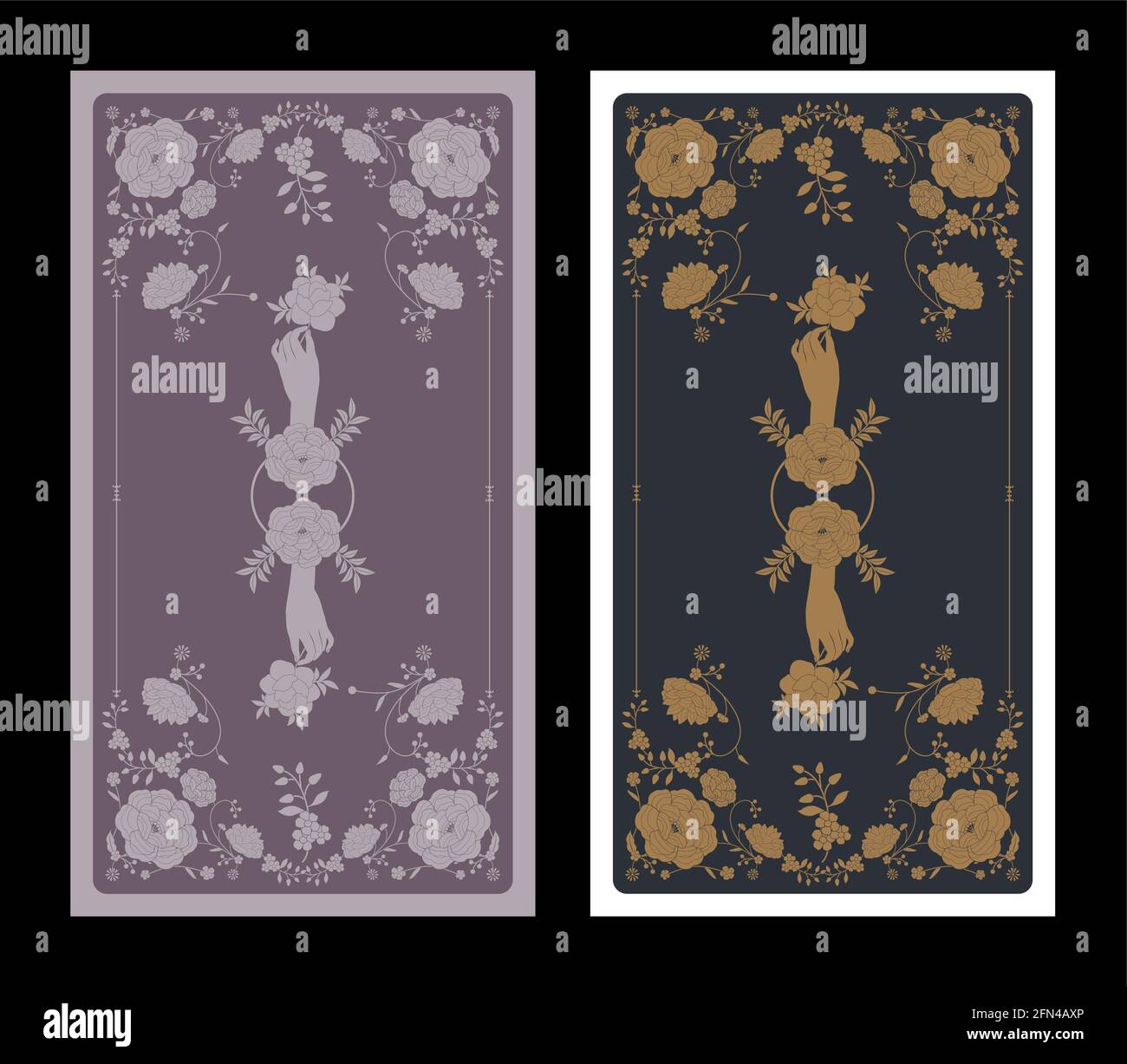 Tarot Card Or Playing Card Back With Vintage Ornamental Patterns