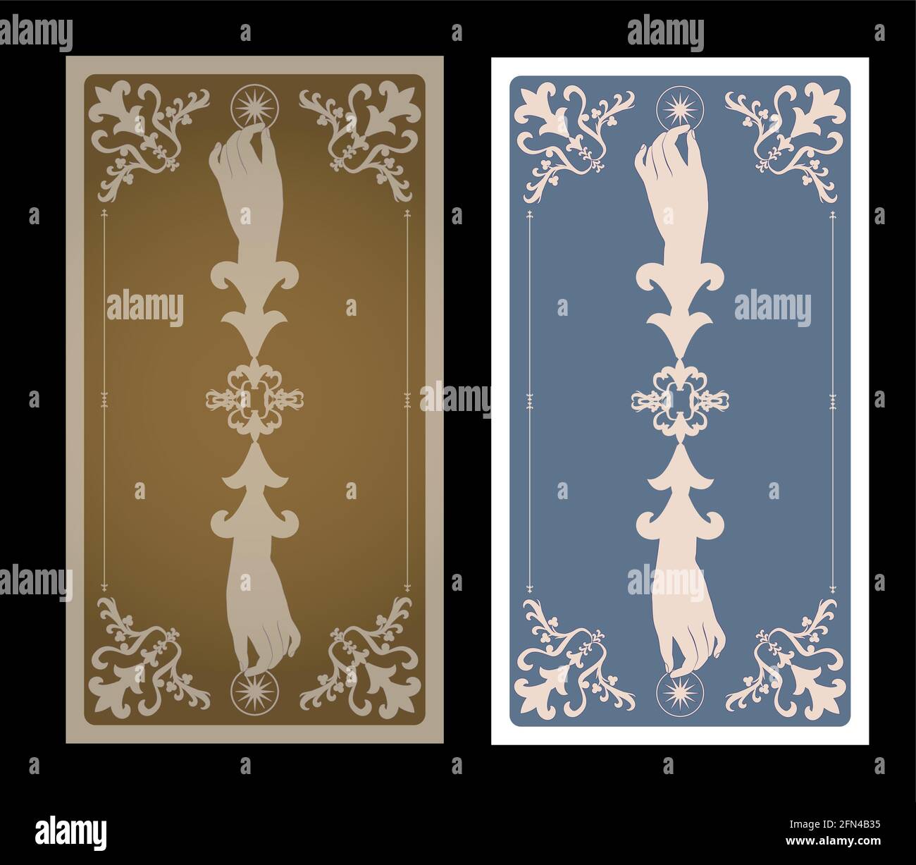 Tarot Card Or Playing Card Back With Vintage Ornamental Patterns