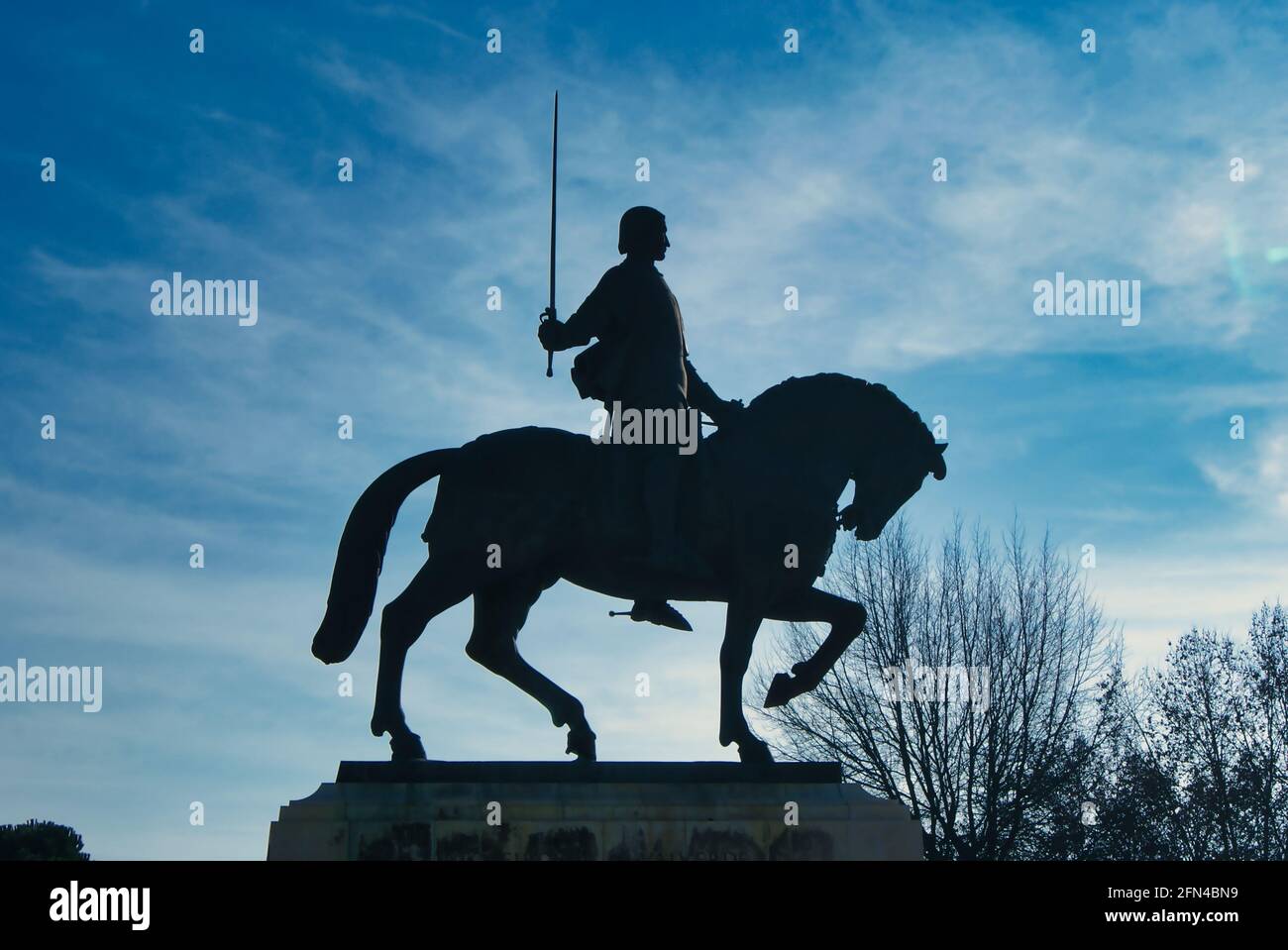 Famous statue of Nuno Álvares Pereira. Monument to the Portuguese ...