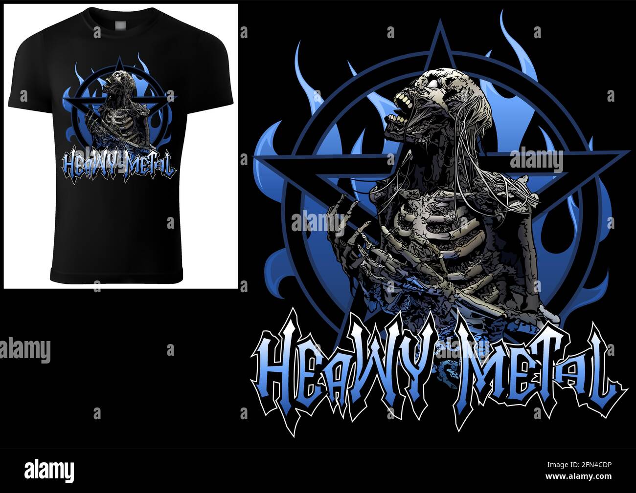 T-shirt Design Heavy Metal with Skeleton Stock Vector Image & Art - Alamy