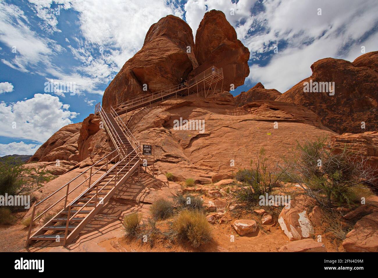Atlatl Rock in Valley of Fire State Park in Nevada in the USA Stock ...