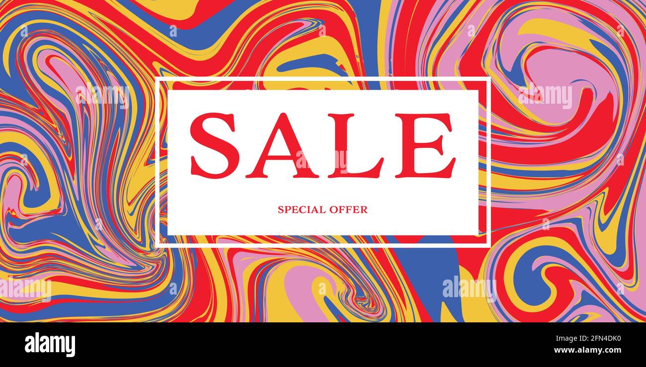 Sale banner bright background saturated spreading liquid stains of ...