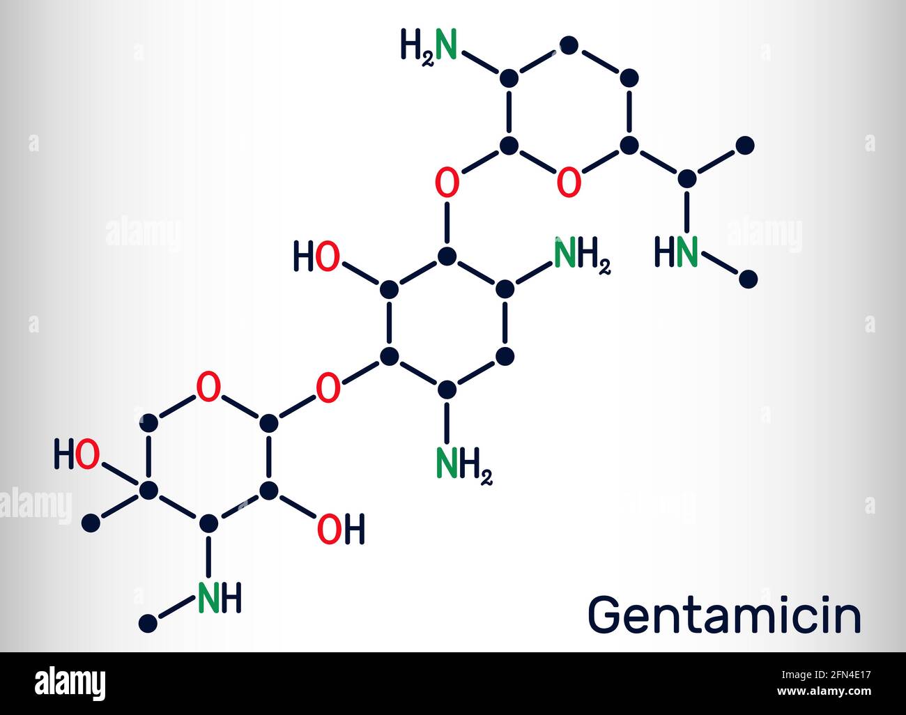 Gentamicin molecule. It is broad-spectrum aminoglycoside antibiotic ...