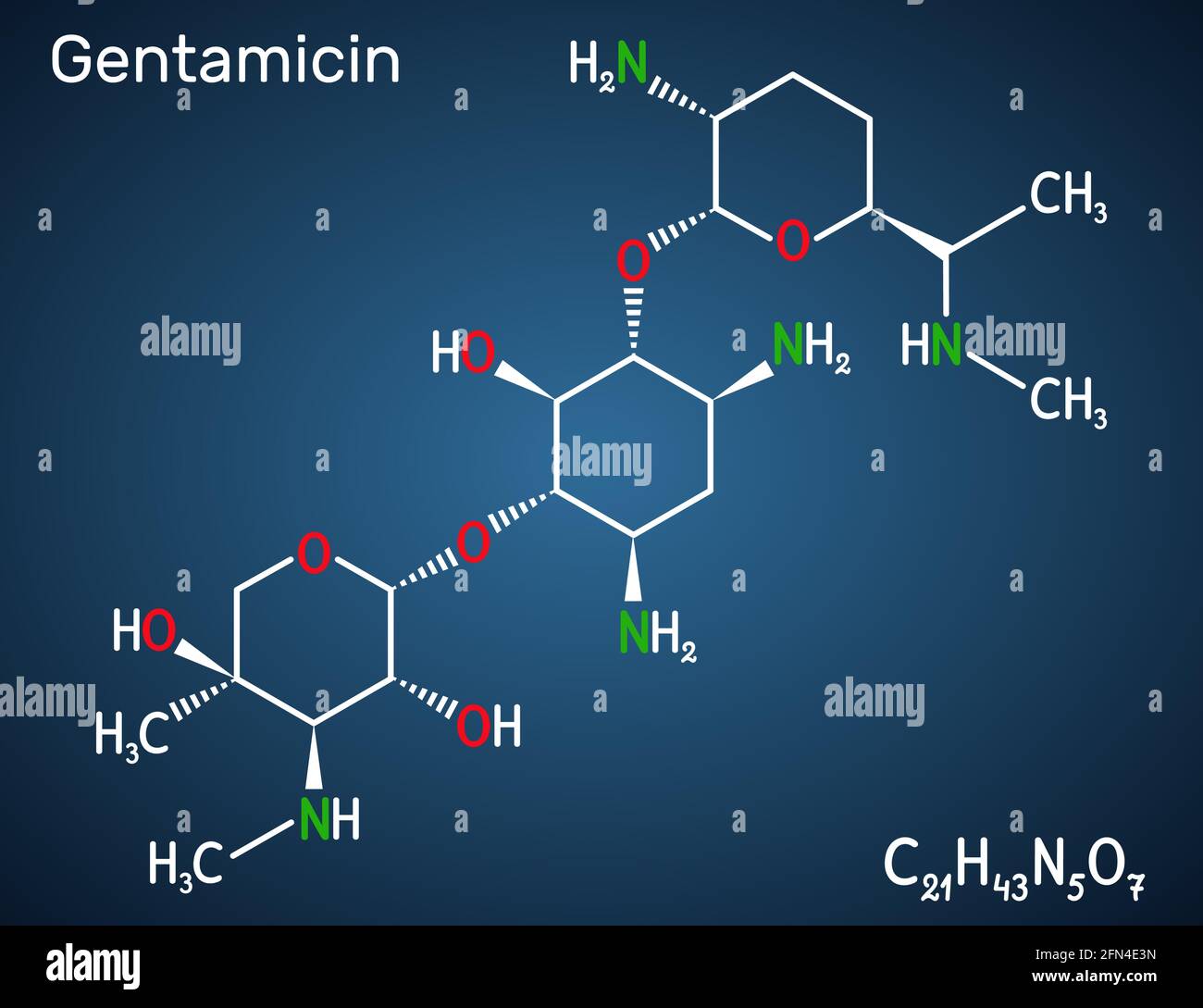 Gentamicin molecule. It is broad-spectrum aminoglycoside antibiotic ...
