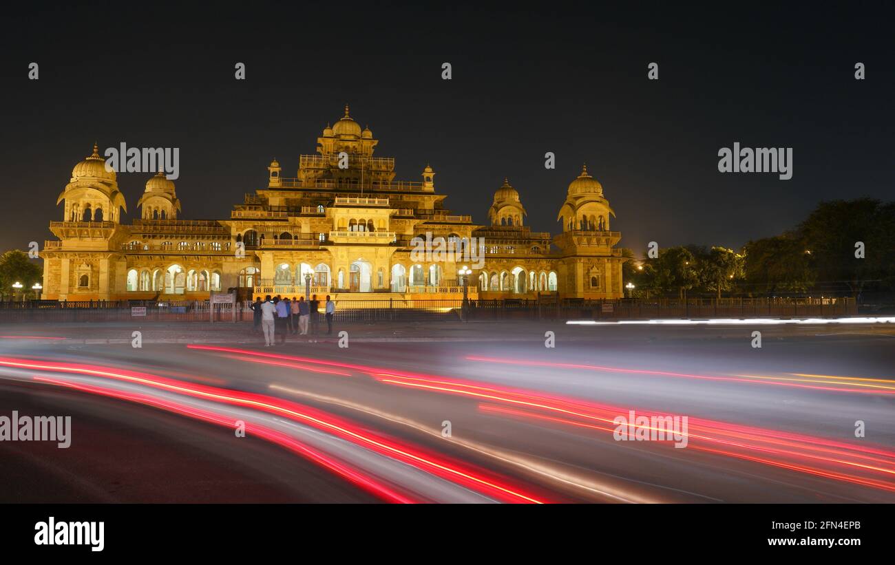 Albert Hall Museum located in Jaipur, India during nighttime Stock ...