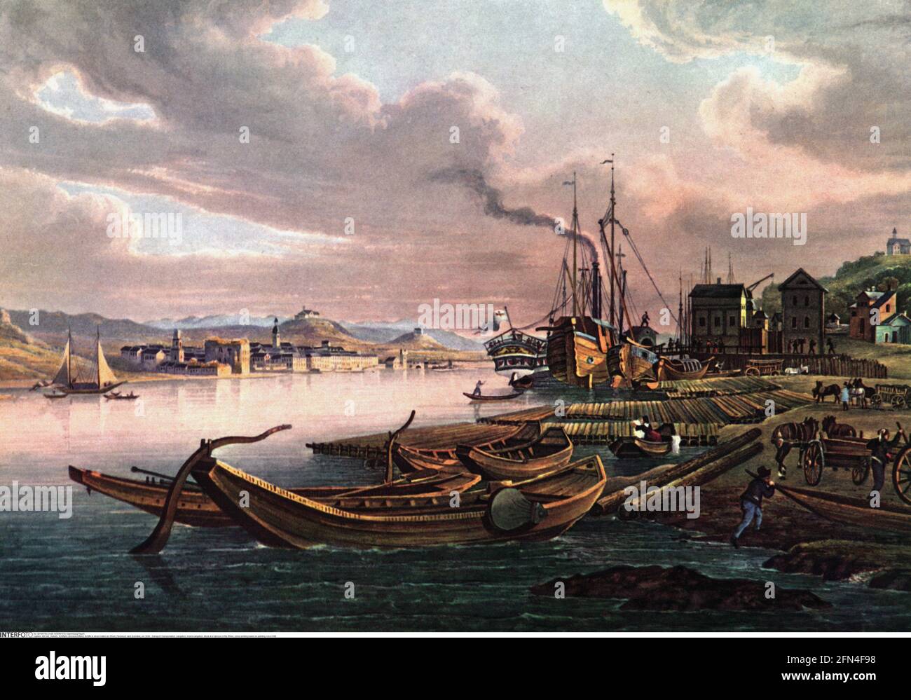 transport / transportation, navigation, inland navigation, ships at a ...