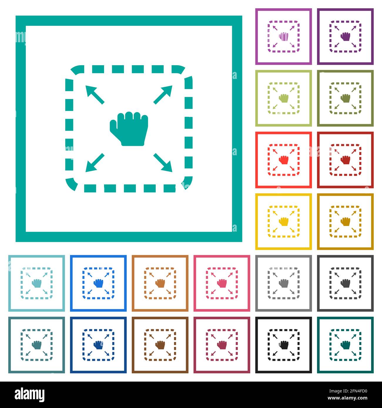 Drag item flat color icons with quadrant frames on white background ... Drag item flat color icons with quadrant frames on white background ...