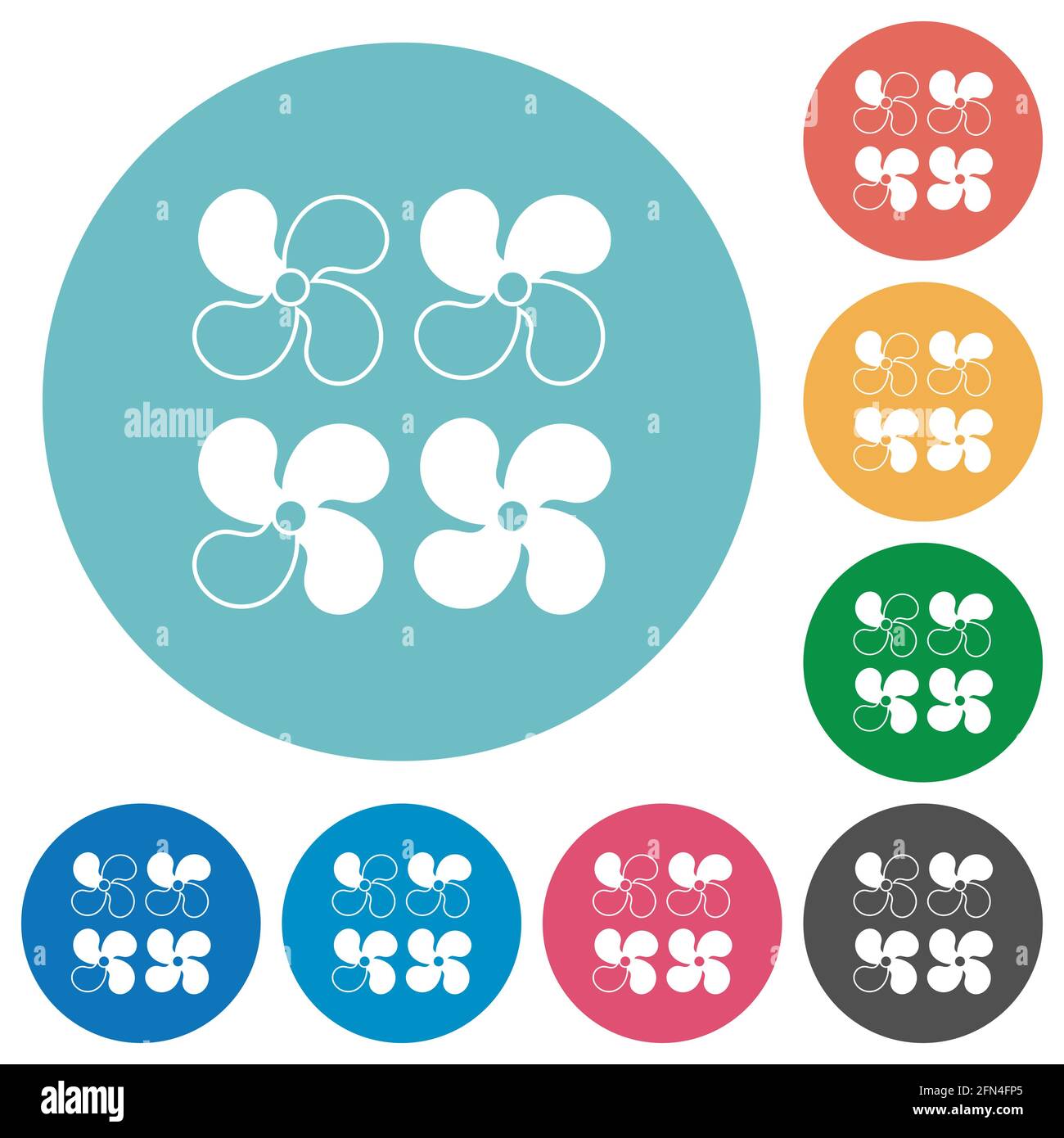 Car fan levels flat white icons on round color backgrounds Stock Vector ...