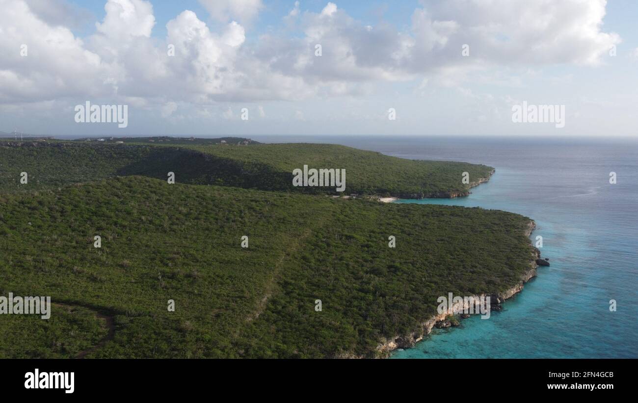 Aerial shot of Jan Thiel beach in Curacao Stock Photo - Alamy