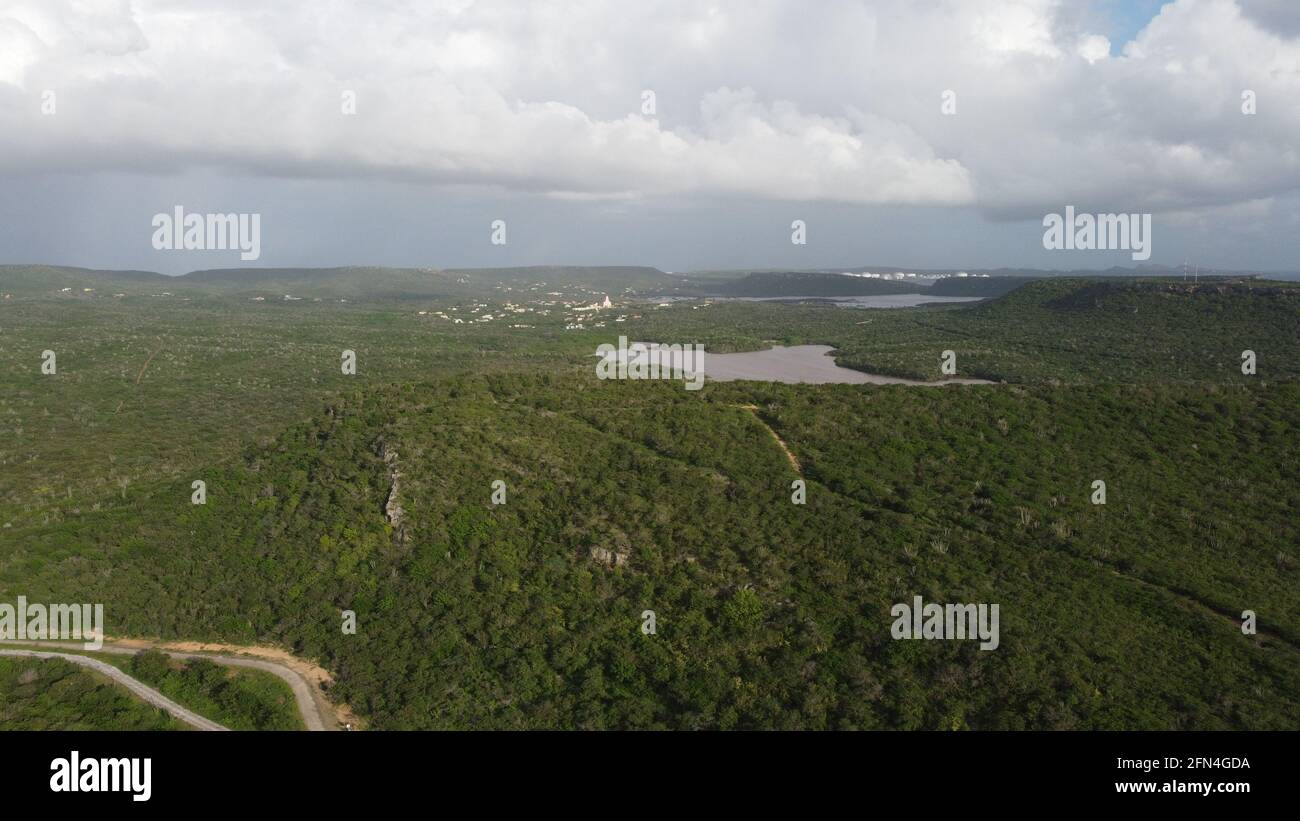 Aerial shot of Jan Thiel beach in Curacao Stock Photo - Alamy