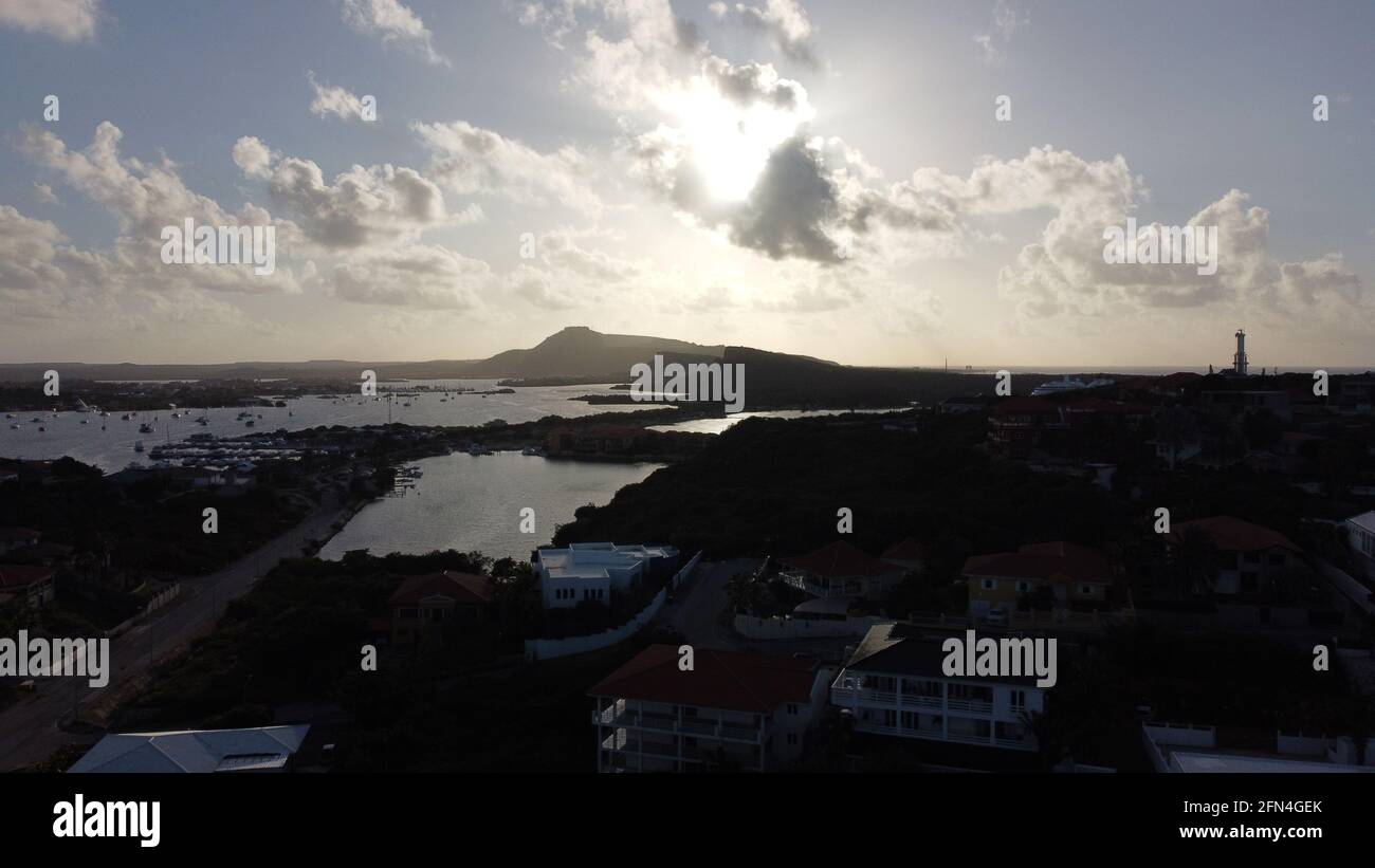 Aerial shot of Jan Thiel beach in Curacao Stock Photo - Alamy