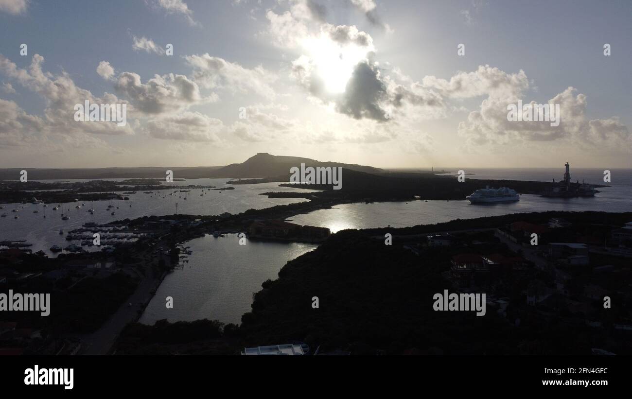 Aerial shot of Jan Thiel beach in Curacao Stock Photo - Alamy