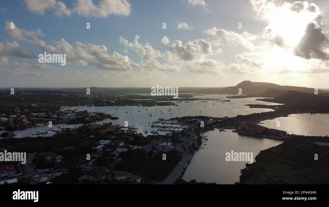 Aerial shot of Jan Thiel beach in Curacao Stock Photo - Alamy