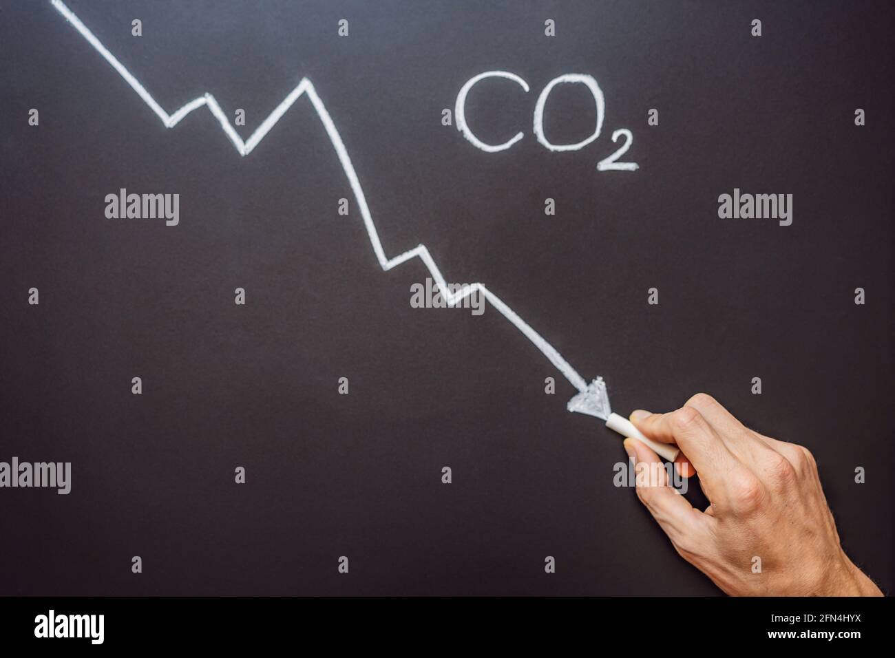Reducing CO2 levels. Graph of the decline in carbon dioxide levels ...