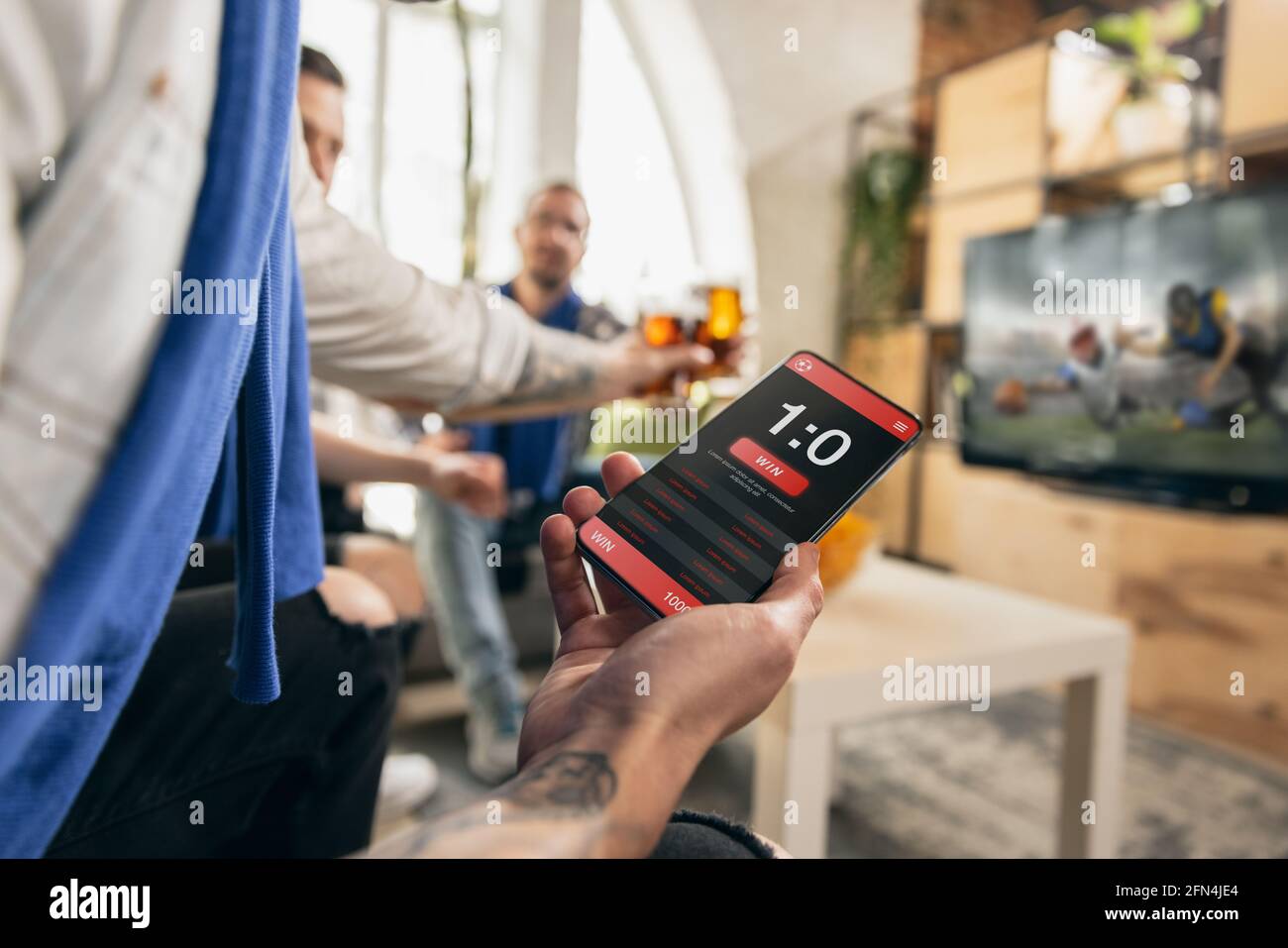 Group of friends watching sport match together. Concept of friendship ...