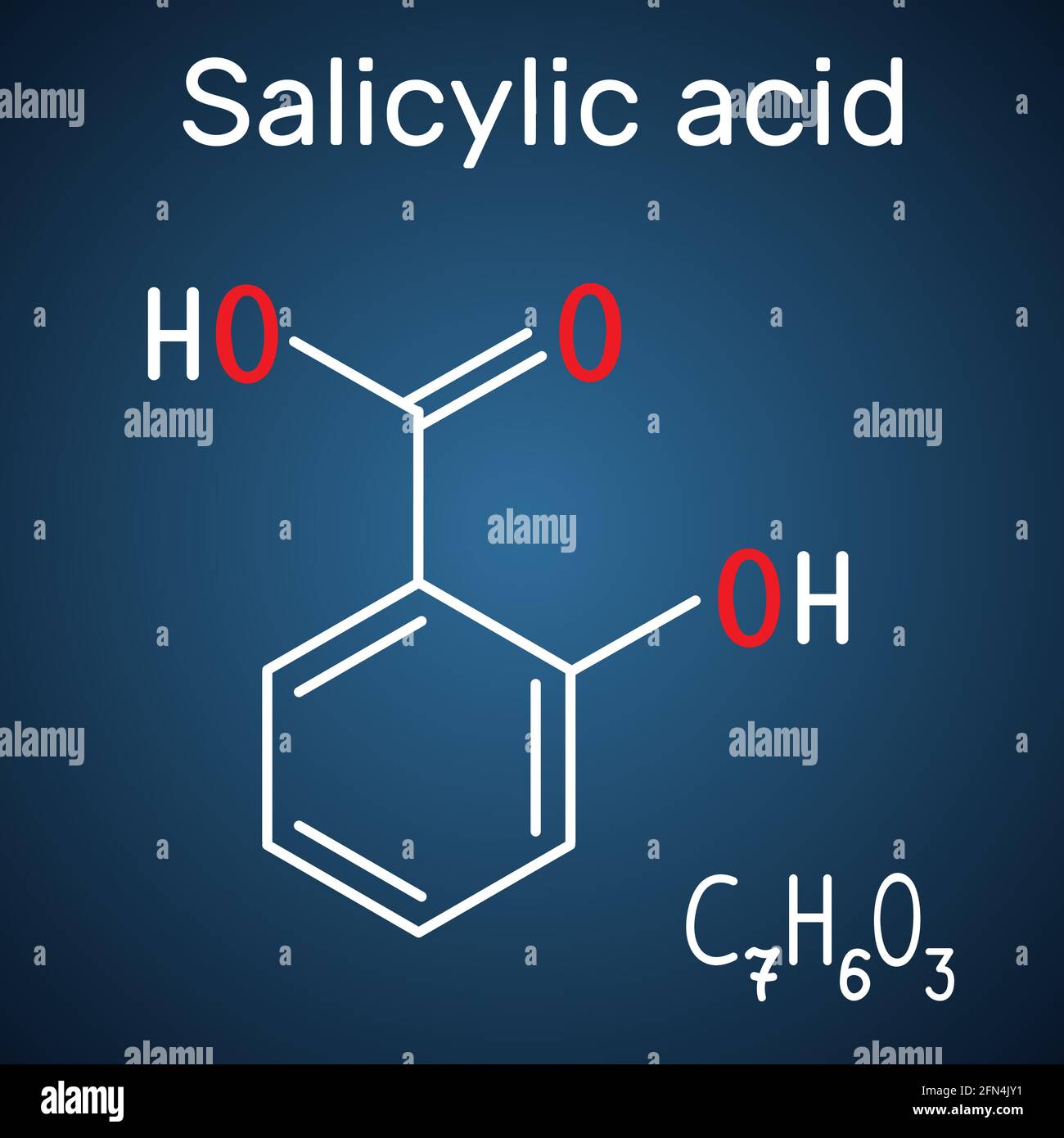 Salicylic acid molecule. It is a type of phenolic acid. Structural ...