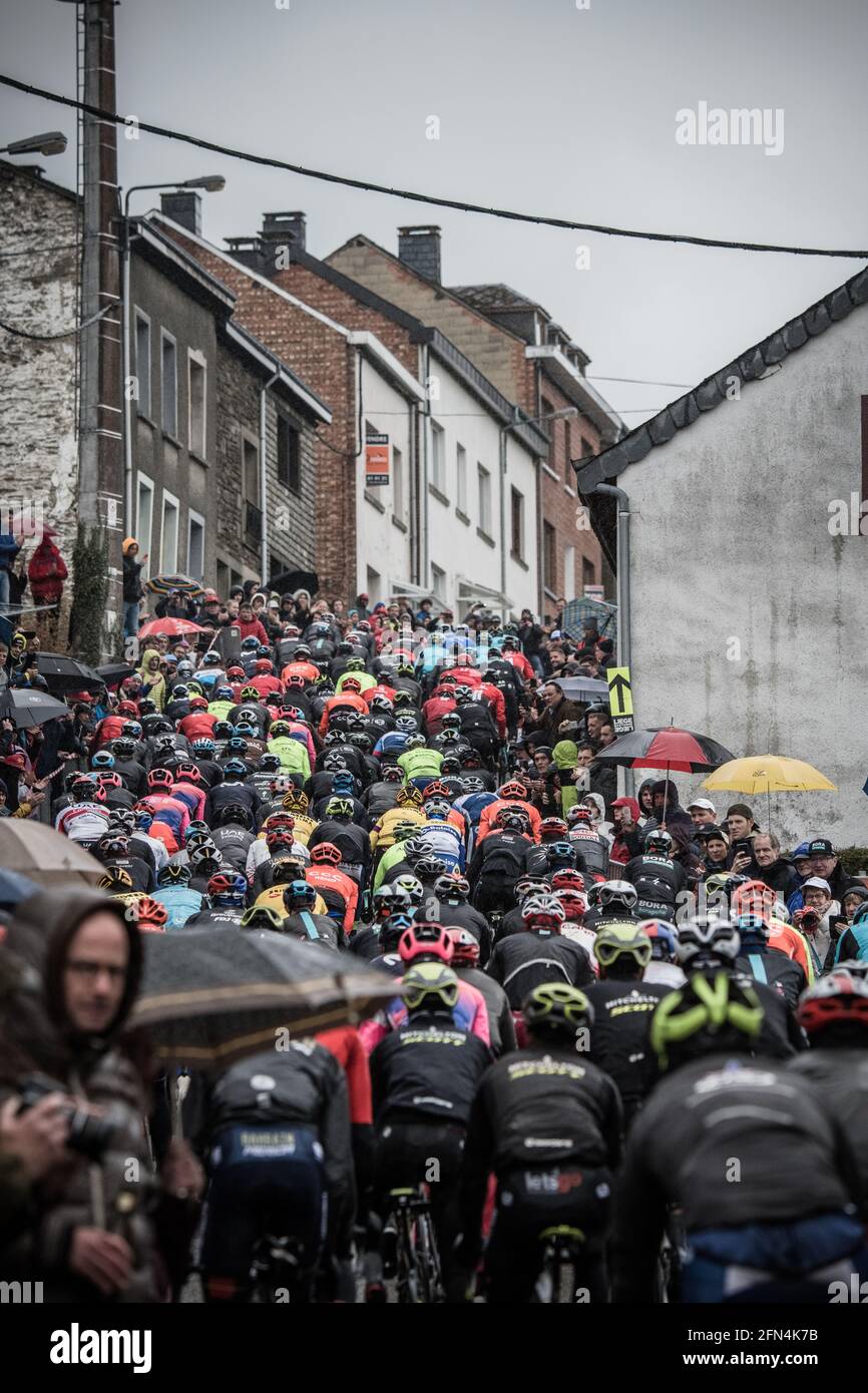 28/04/2019, Belgium. Liège–Bastogne–Liège. The Peloton climb the Côte ...