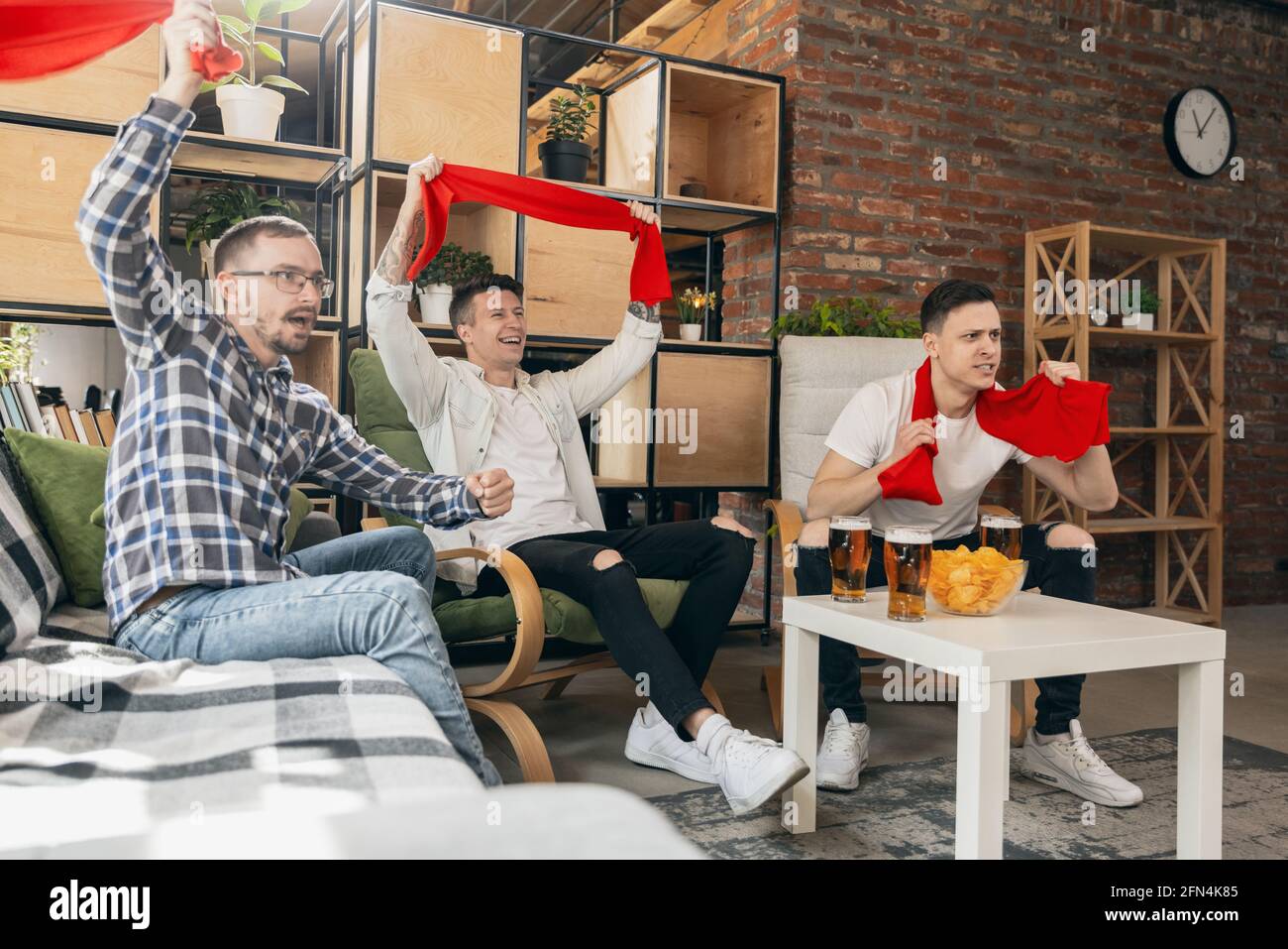 Group of friends watching sport match together. Concept of friendship ...