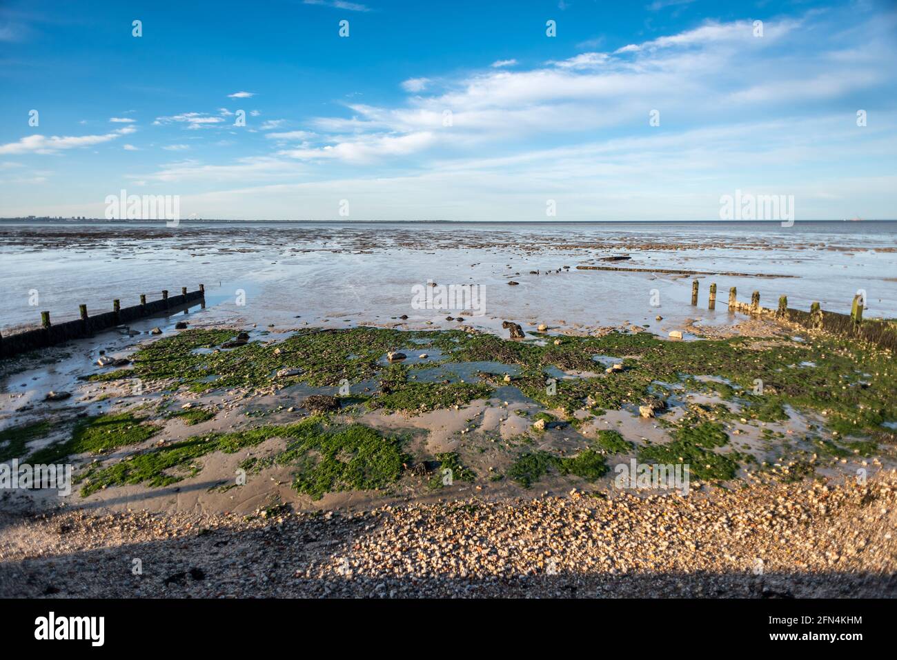 Cooling, May 11th 2021: The coastline on the Isle of Grain on the Hoo ...
