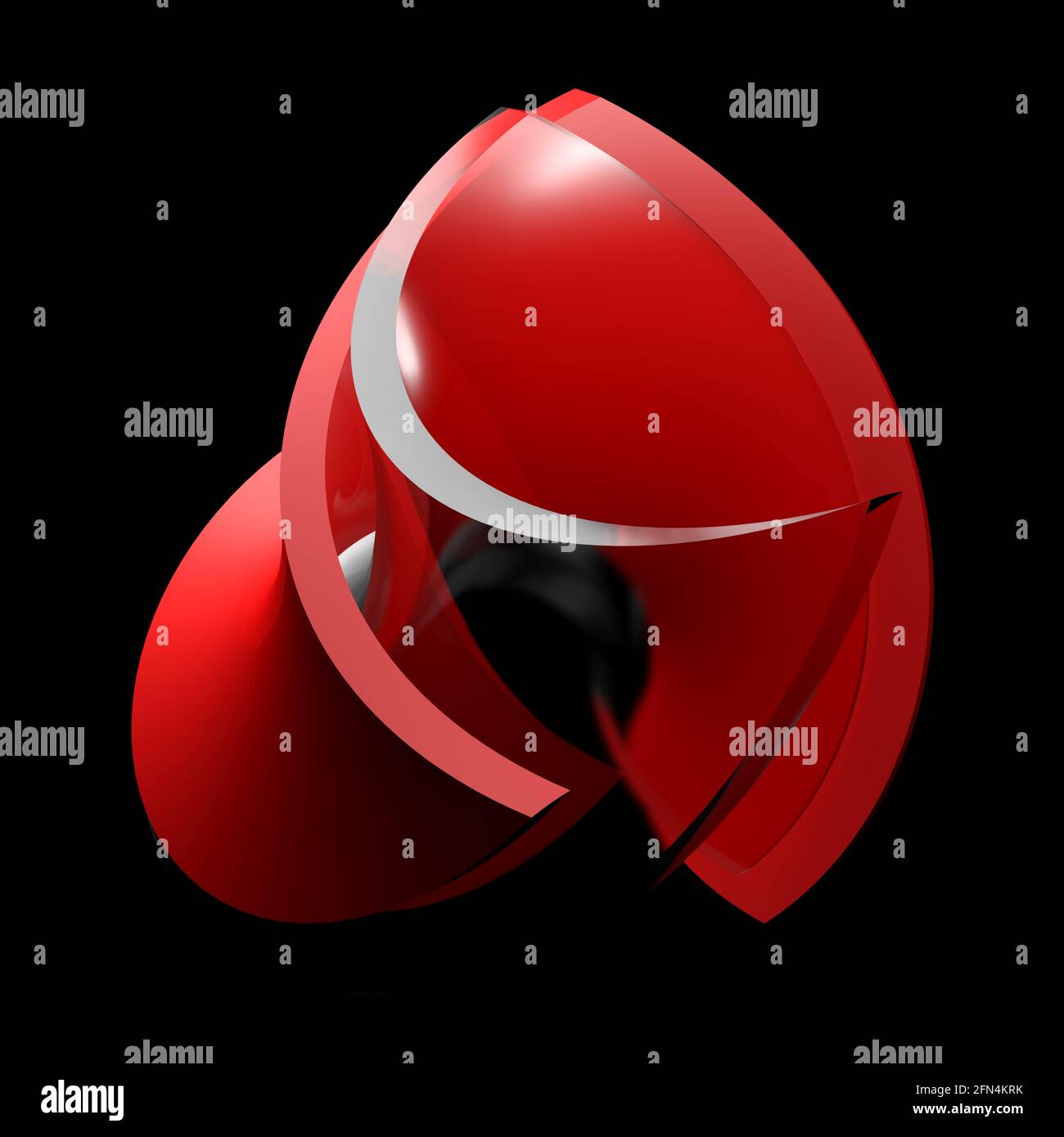 Abstract red and glass icon on black background - 3D rendering ...