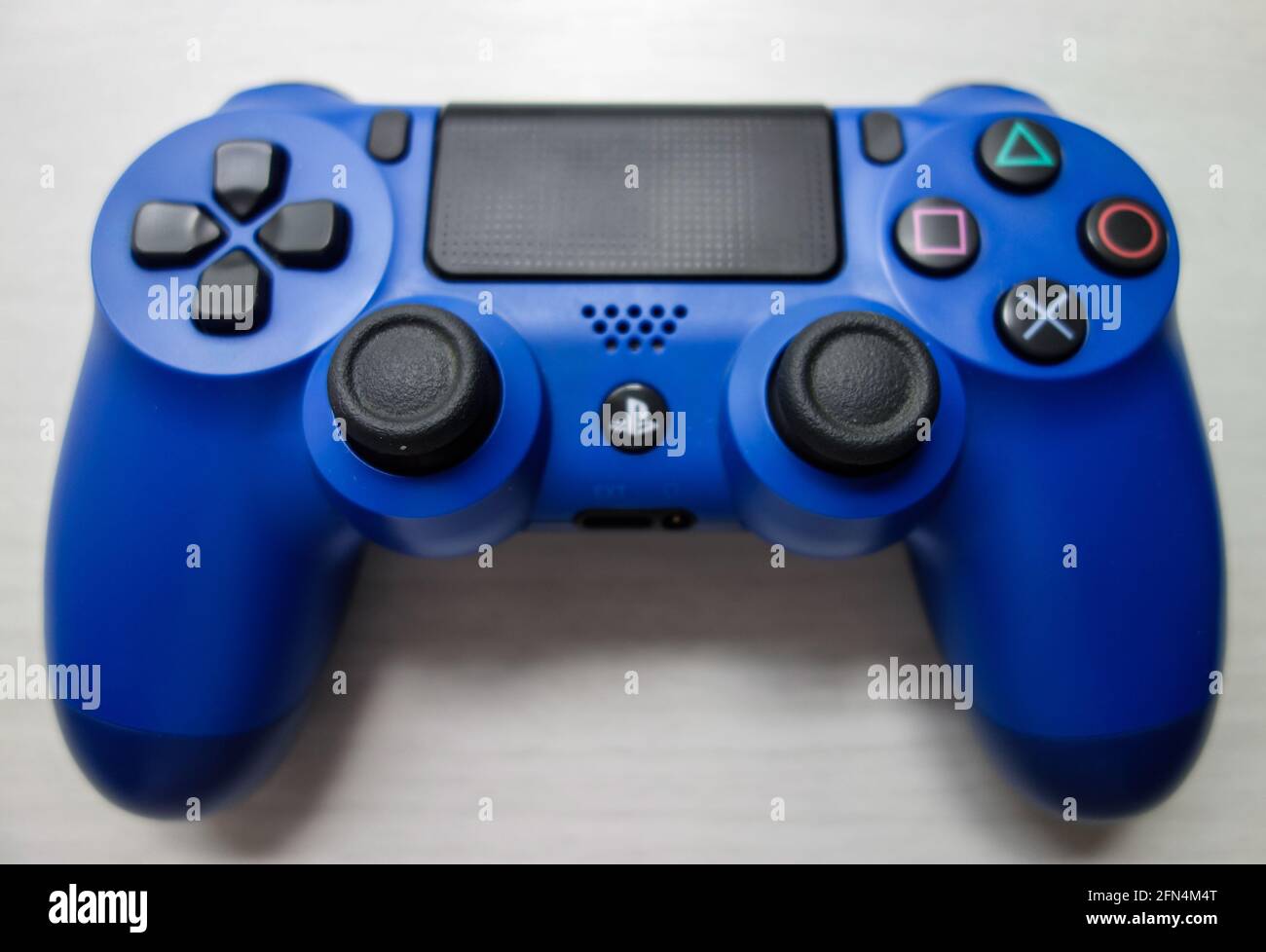 SAO PAULO, BRAZIL - May 04, 2021: Dualshock 4 blue controller for Sony ...