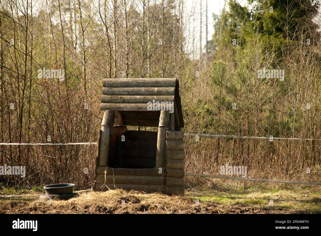 street feeder for horse with roof, spring Stock Photo - Alamy