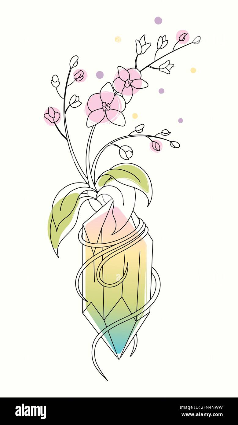 Line art healing crystal Cut Out Stock Images & Pictures - Alamy