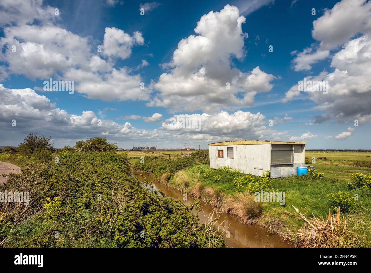 Cooling, May 12th 2021: A rural scene at Cliffe Pools RSPB site at ...