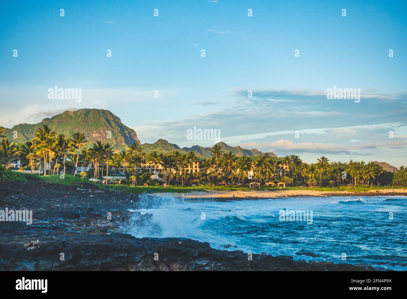 Shipwreck beach as viewed from Poipu point on island of Hawaii Stock ...