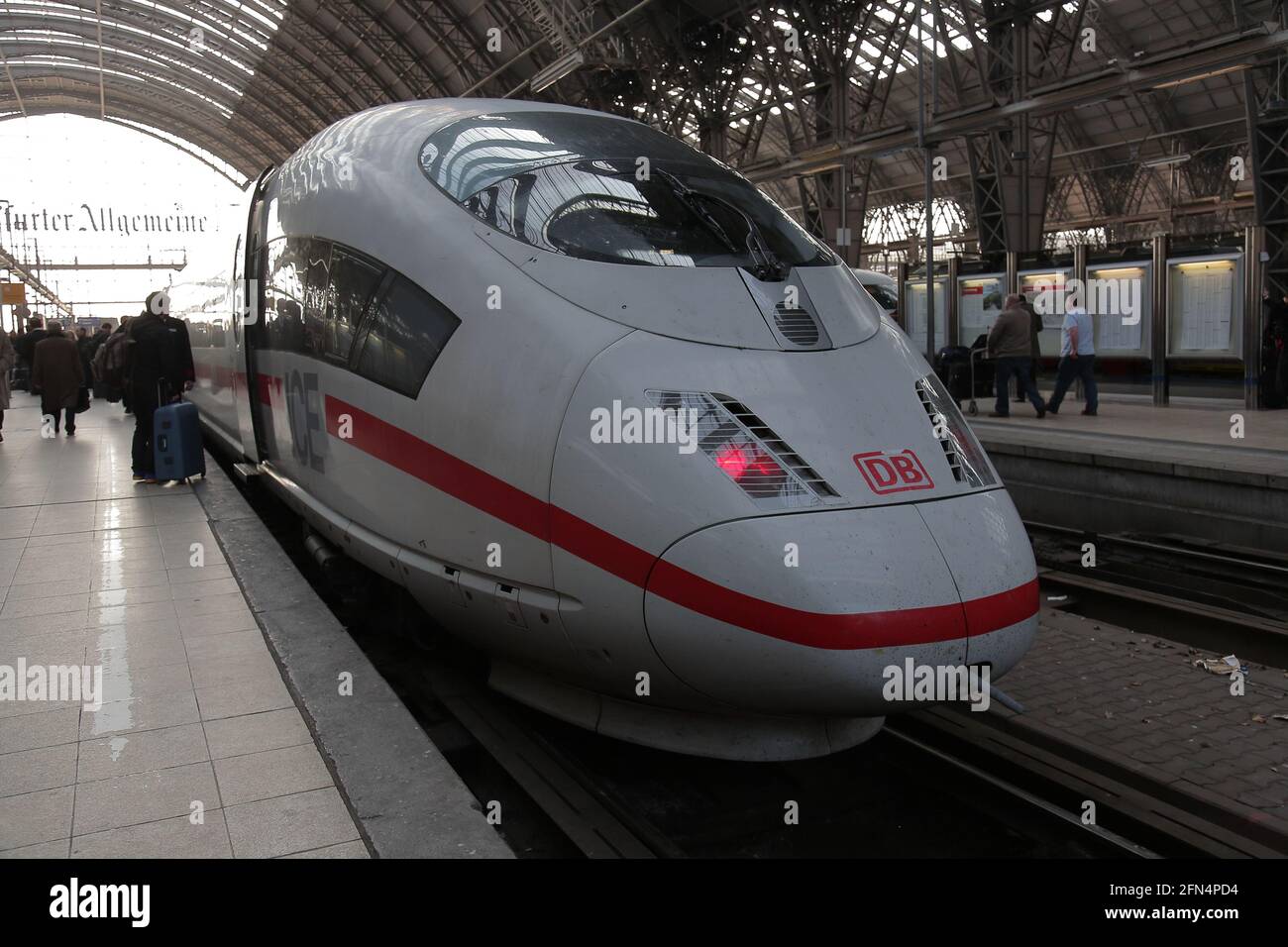 one arriving ICE (Inter City Express) Train at the Frankfurt central ...