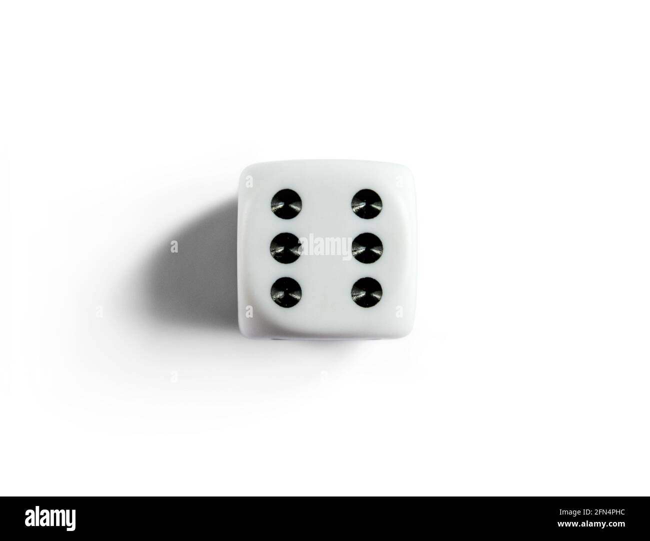 Number 6 on clean dice. Top view. White background. Isolated Stock ...