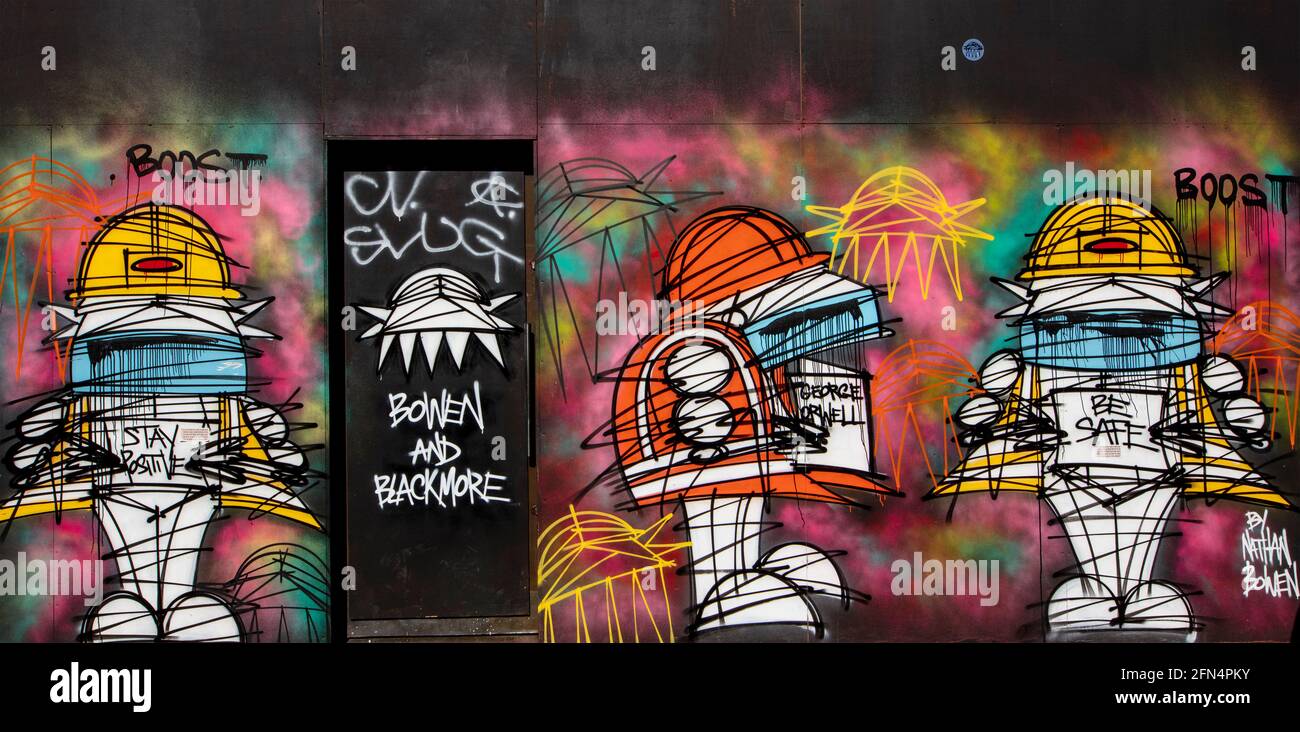 Graffiti art by Nathan Bowen and Harry Blackmore in Tottenham Court ...