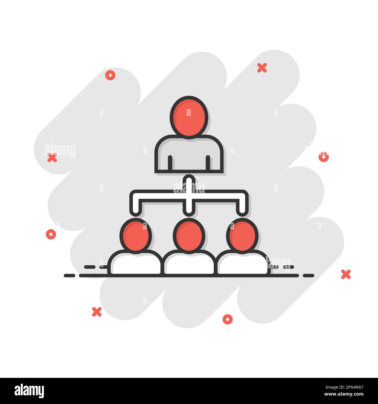Corporate organization chart with business people vector icon in comic ...