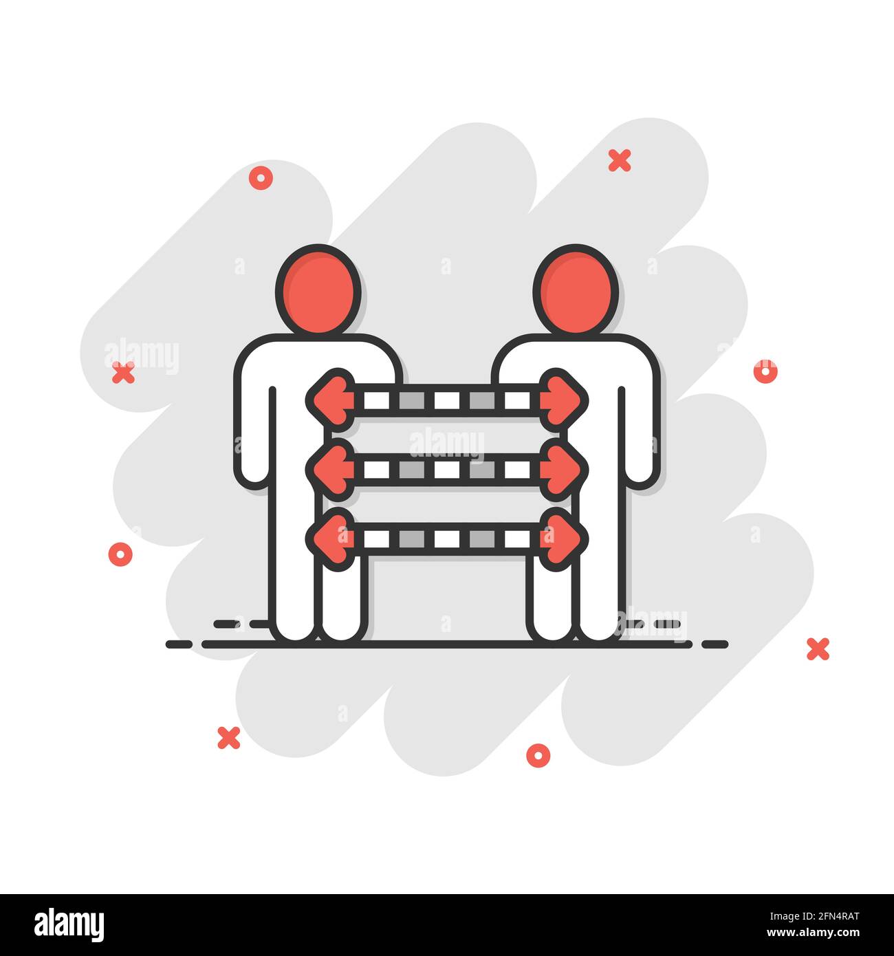 People referral icon in comic style. Business communication cartoon ...