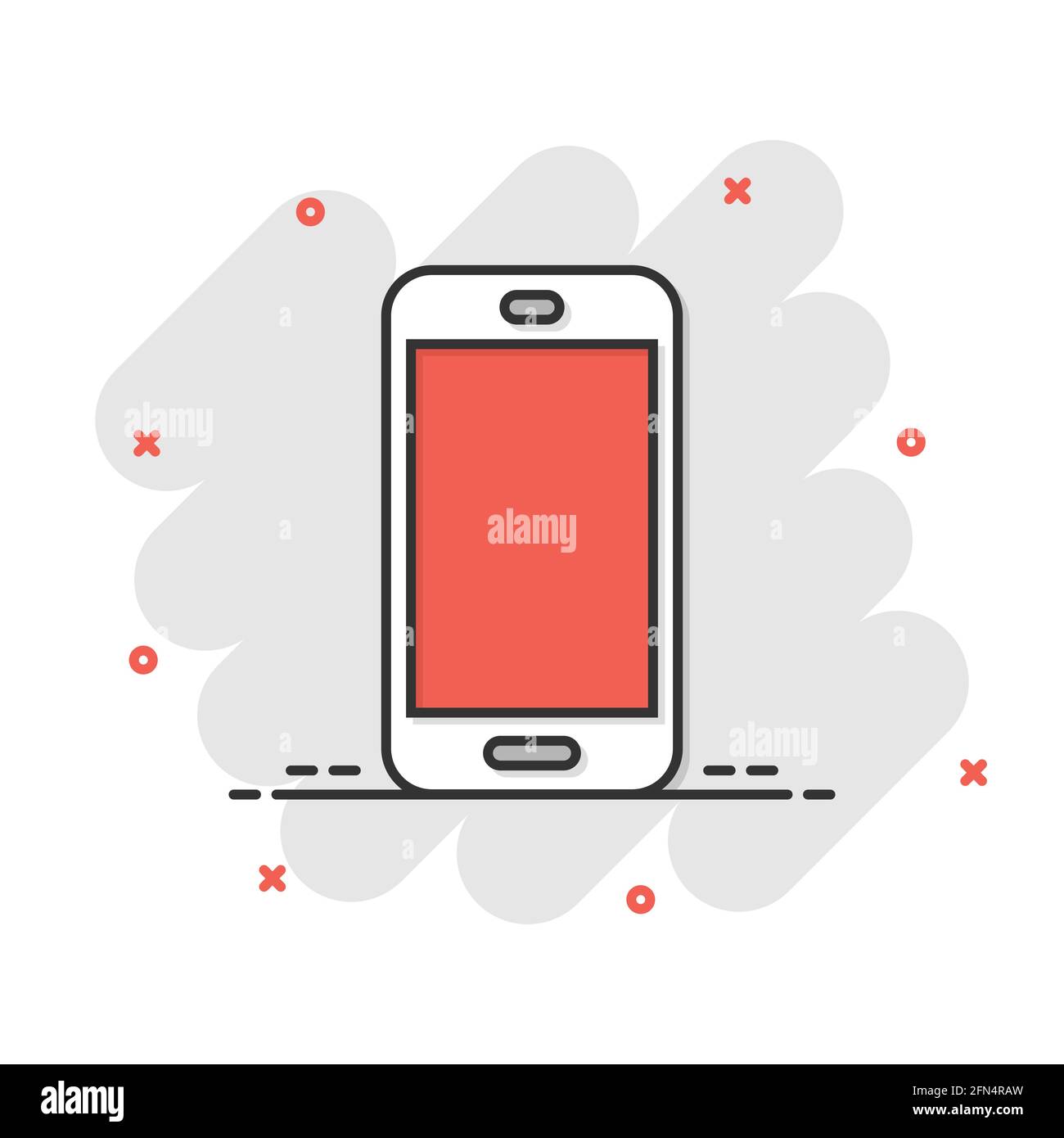 Smartphone blank screen icon in comic style. Mobile phone cartoon ...
