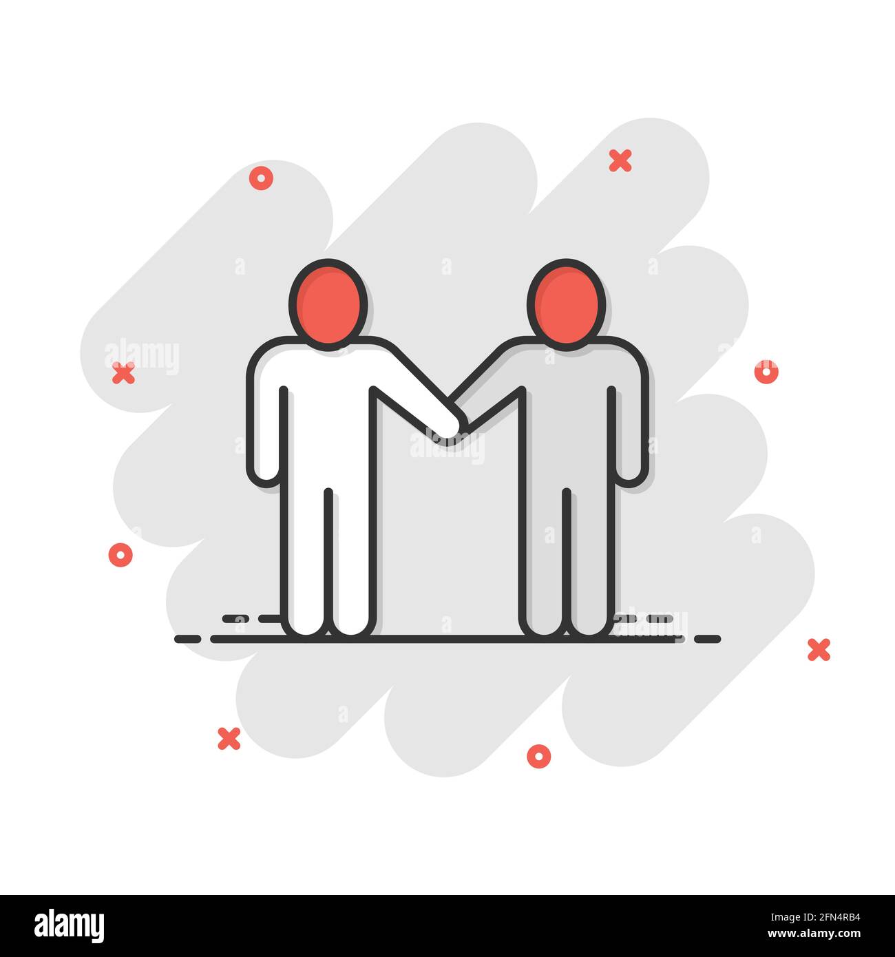 Greetings gesture icon in comic style. People handshake cartoon vector ...