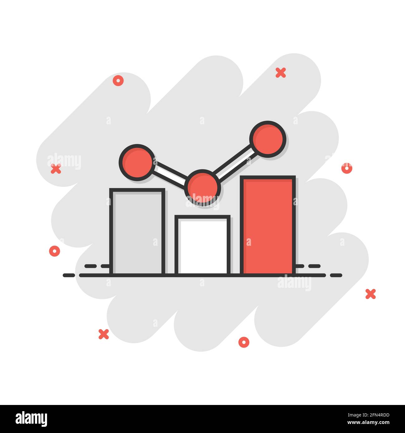 Growing bar graph icon in comic style. Increase arrow cartoon vector ...