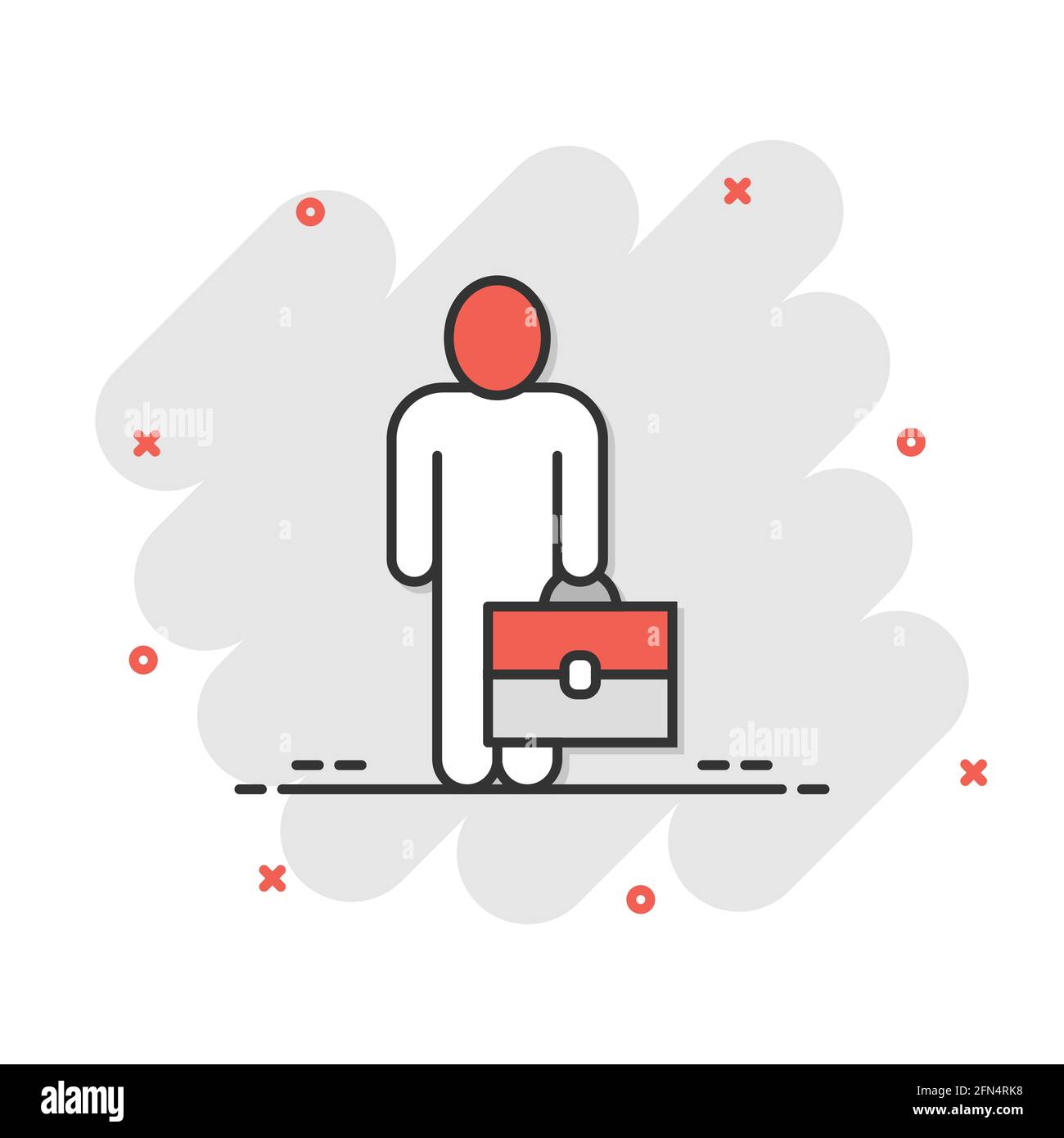 Businessman with briefcase icon in comic style. People manager cartoon ...