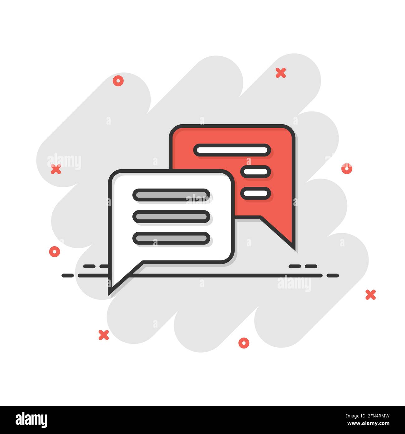 Speak chat sign icon in comic style. Speech bubbles cartoon vector ...