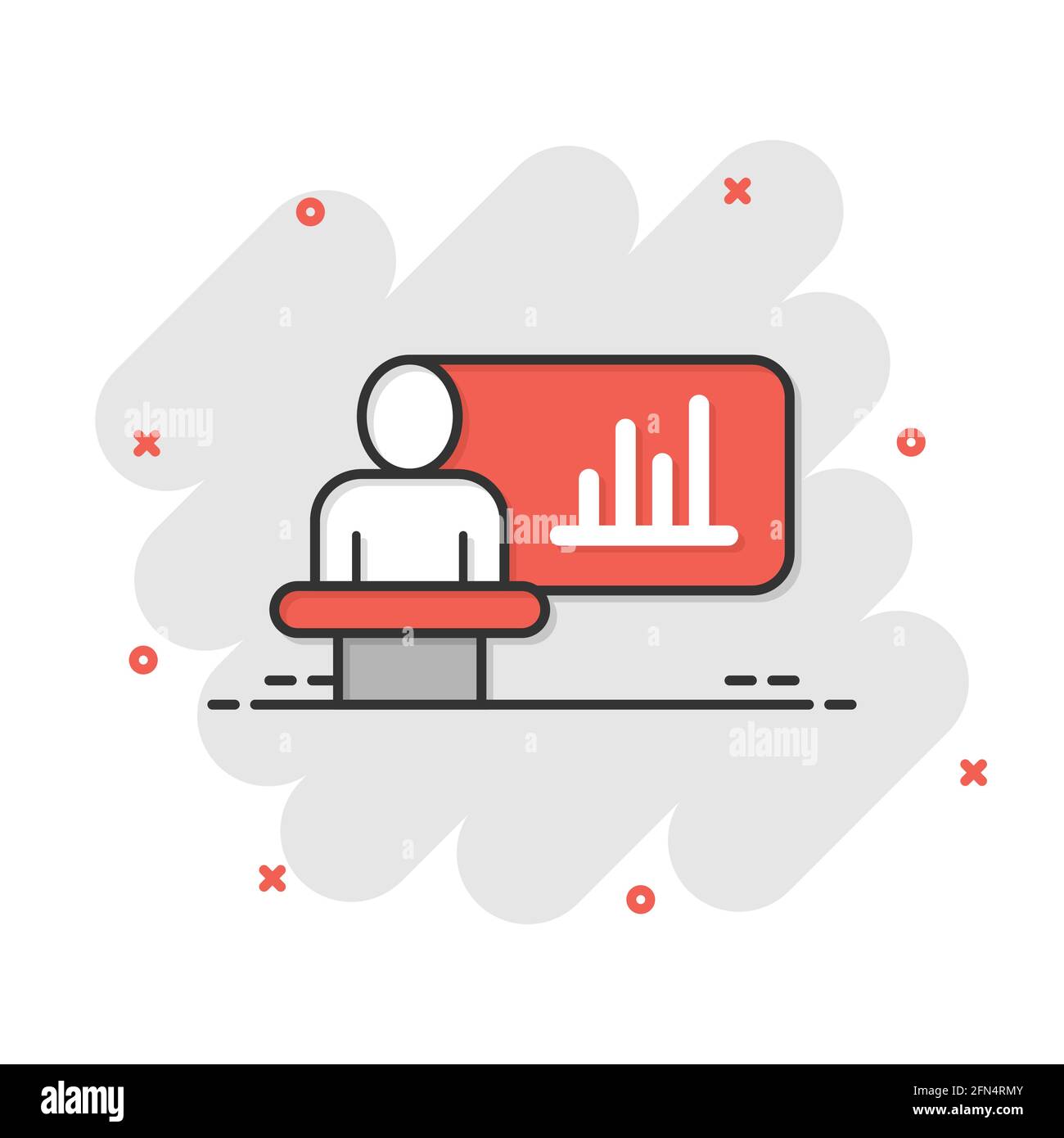 People on podium icon in comic style. Speaker cartoon vector ...